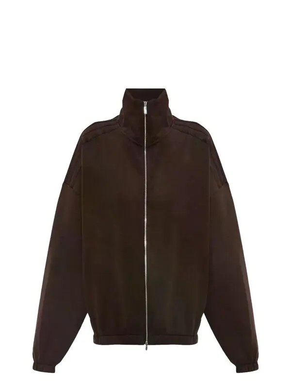 Adidas Zip-up Stand Collar Sweatshirt - Brown