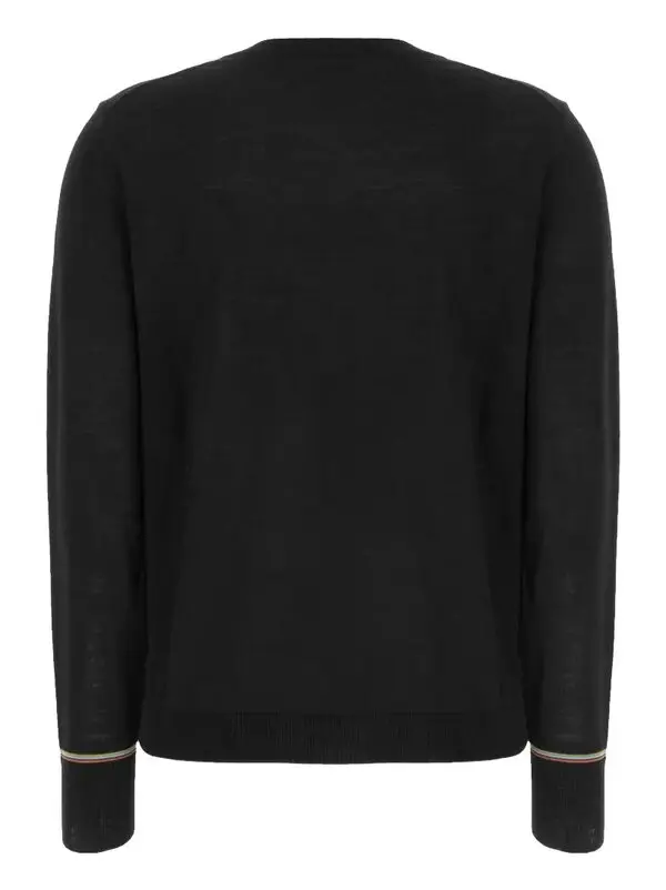 Paul Smith V-neck Sweater With Striped Trim - Black