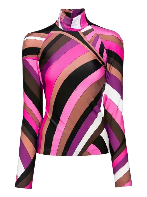 Emilio Pucci Abstract Print Turtleneck Top - Pink