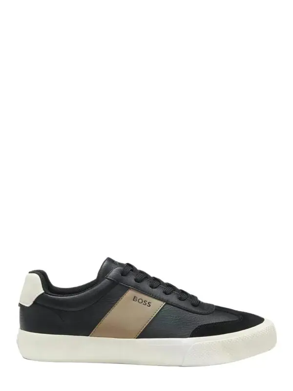 BOSS Leather-trimmed Faux Leather Trainers - Black