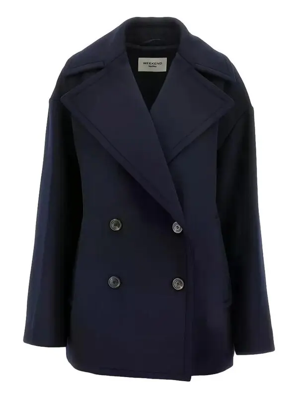 Max Mara Double-breasted Wool Pea Coat - Blue