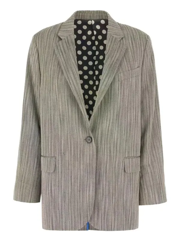 Paul Smith Longline Herringbone Oversized Blazer - Grey