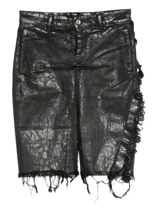 Rick Owens Distressed Sliced Denim Mini Skirt - Black
