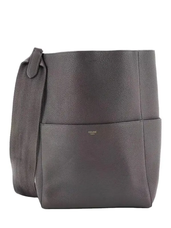 Celine Sangle Seau Bag In Calfskin - Grey