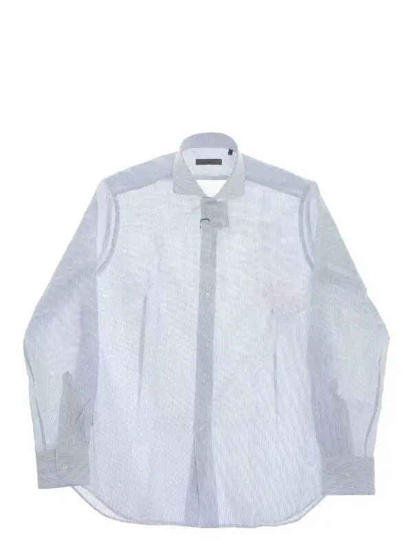 Corneliani Awning-stripe French-collar Shirt - White