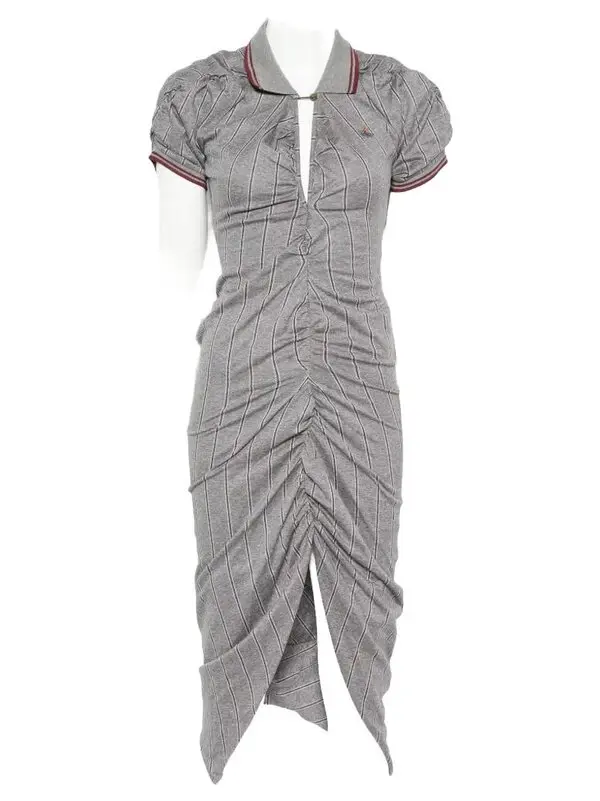 VIVIENNE WESTWOOD Ruched Asymmetric Midi Dress - Grey