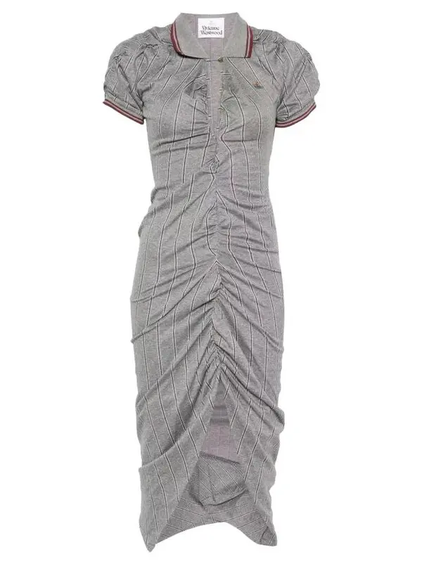 VIVIENNE WESTWOOD Ruched Asymmetric Midi Dress - Grey