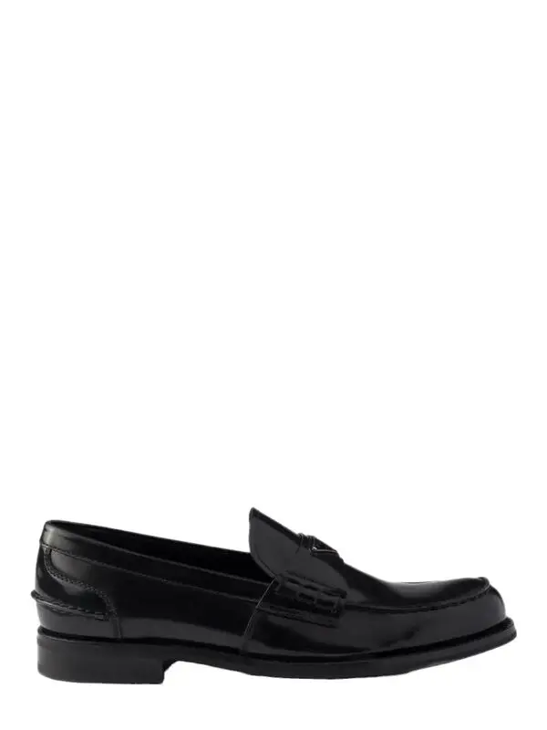 Prada Brushed Leather Loafers - Black
