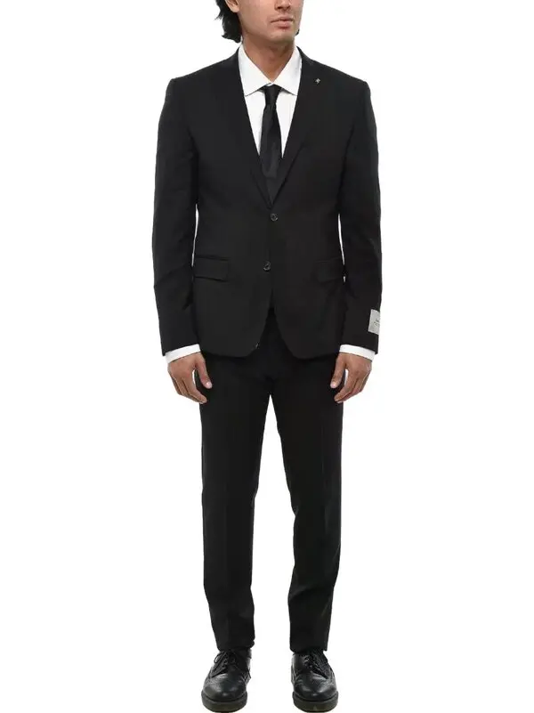 Corneliani Single-breasted Virgin-wool Suit - Black