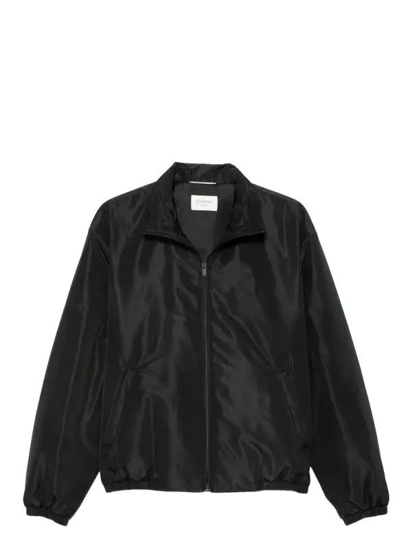 Saint Laurent Logo Embroidered Zip-up Jacket - Black