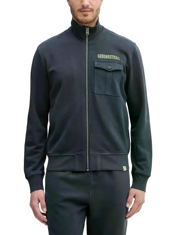 AERONAUTICA MILITARE Logo Patch Zip-up Sweater - Blue