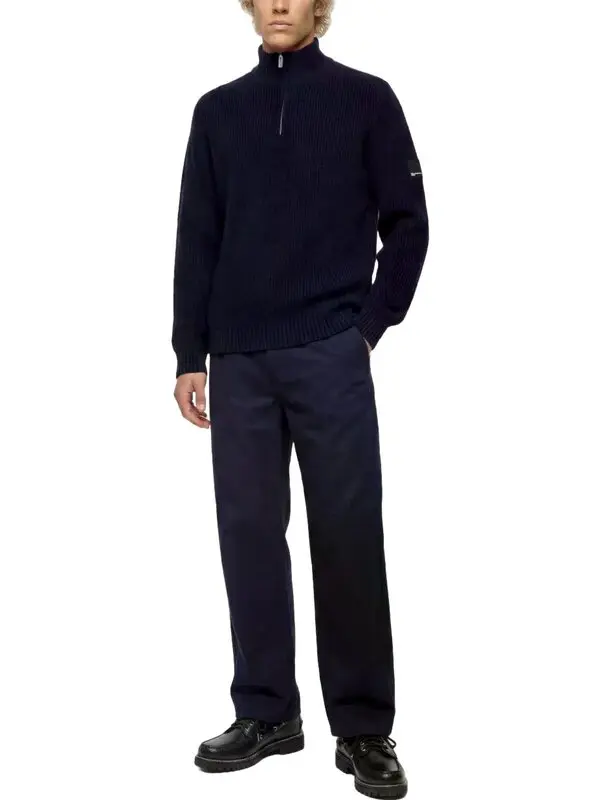 Karl Lagerfeld Half-zip Ribbed-knit Sweater - Blue