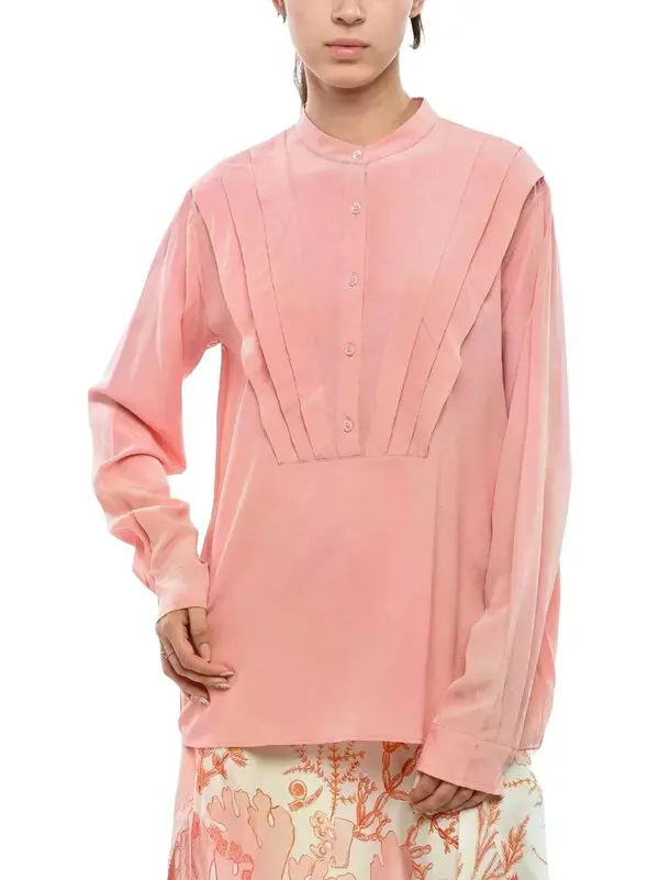 Stella McCartney Pleated Mandarin Collar Blouse - Pink