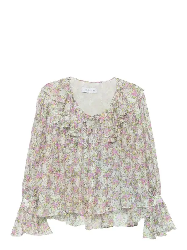 Raquel Diniz Floral Print Ruffled Blouse - White