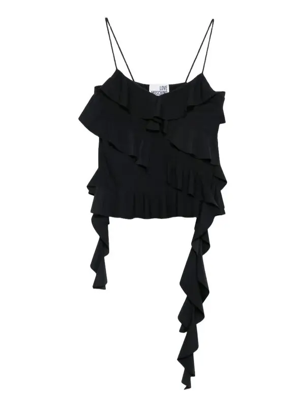 Moschino Ruffled Spaghetti-strap Top - Black