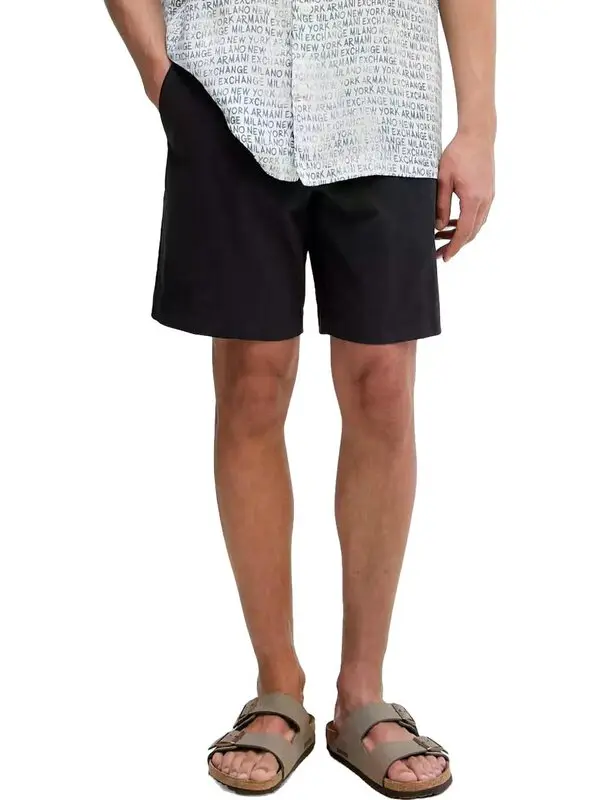 Armani Exchange Logo Plaque Twill Shorts - Blue