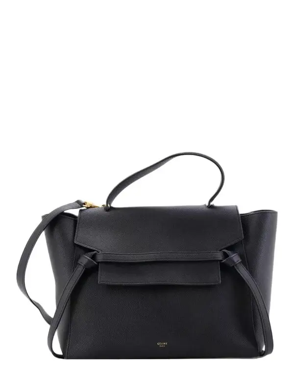Celine Textured Leather Mini Belt Bag Shoulder Bag - Black