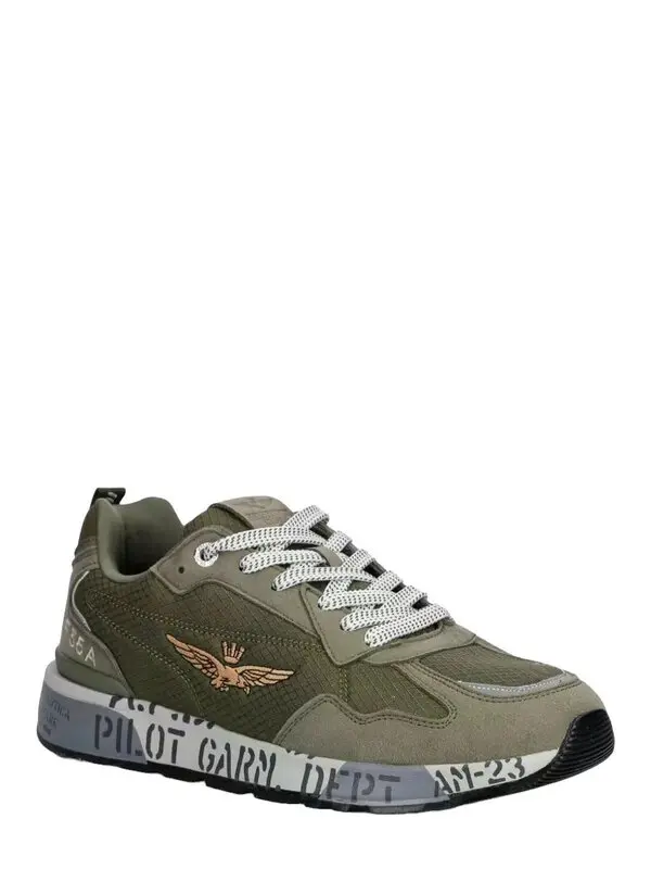 AERONAUTICA MILITARE Panelled Sneakers With Embroidered Logo - Green
