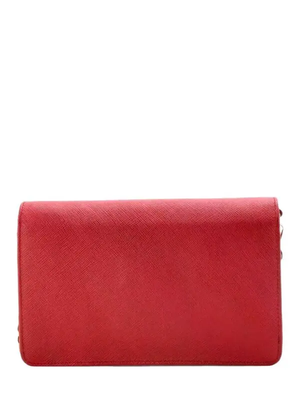 Prada Chain Wallet Saffiano Leather Crossbody Bag - Red