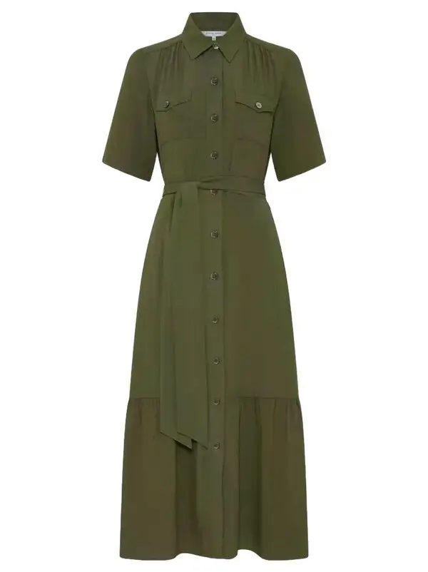 Gerard Darel Belted Shirt Midi Dress - Green