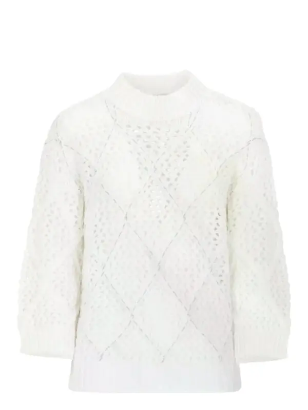 Peserico Perforated Knit Bead-embellished Sweater - White