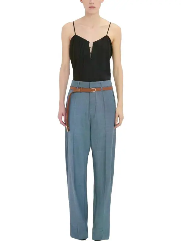 Victoria Beckham Wool Tailored Trousers - Blue