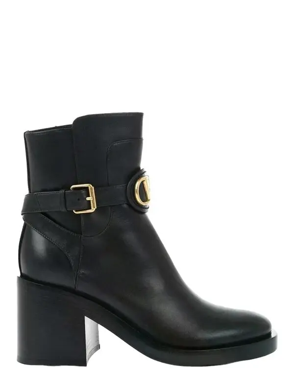 Valentino Garavani Vlogo Signature Leather Ankle Boots - Black