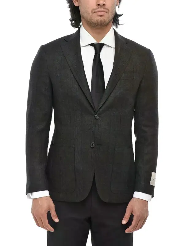 Corneliani Cc Collection Checked Single-breasted Blazer - Grey