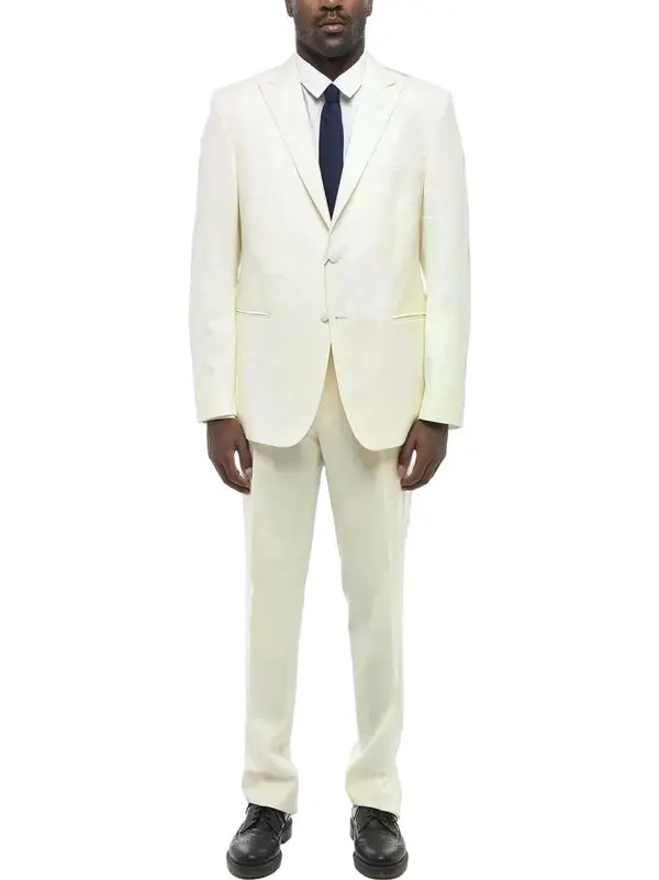 Corneliani Peak-lapel Virgin-wool Suit - White