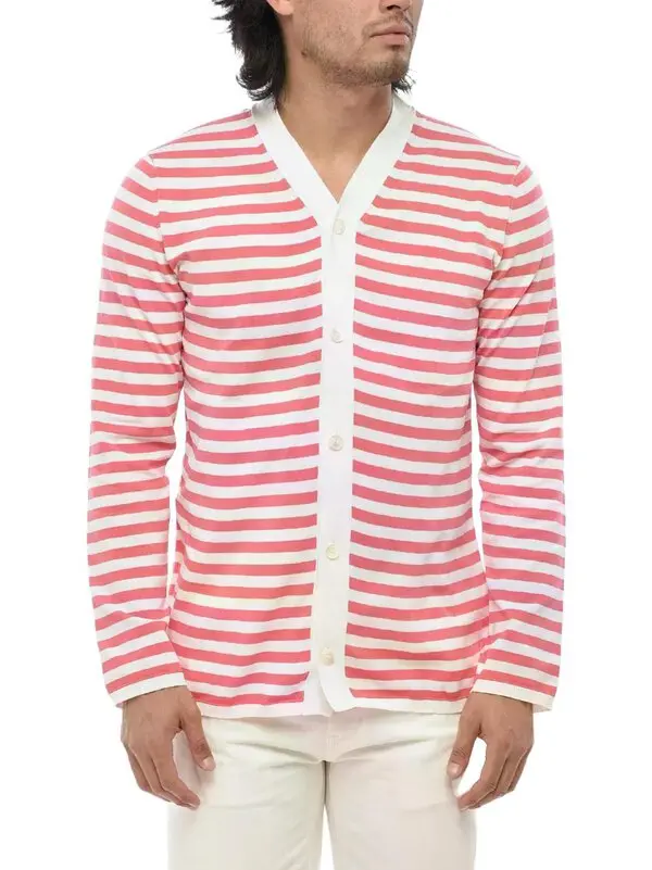 Comme Des Garçons Striped V-neck Cardigan - Pink