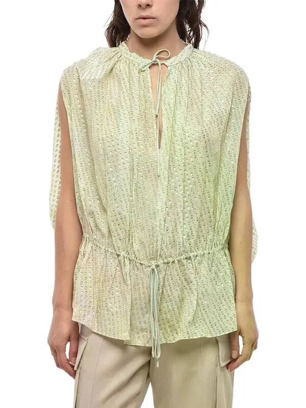 Stella McCartney Sleeveless Blouse With Metallic Lurex Detail - Green
