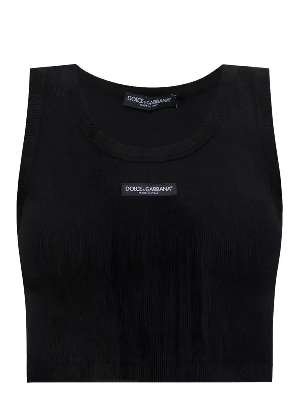 Dolce & Gabbana Ribbed Cropped Top - Black