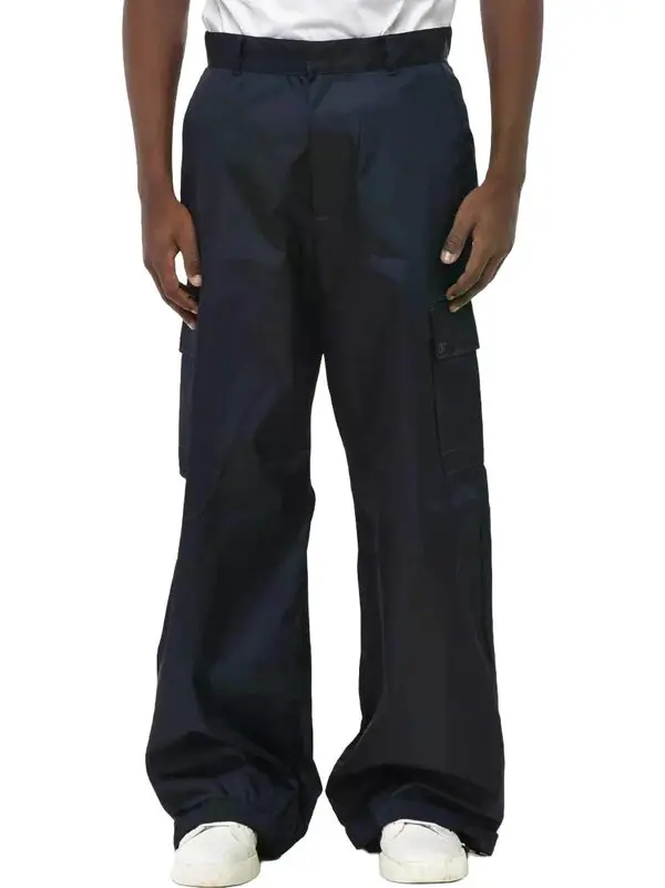 Off-White Embroidered Drawstring-hem Cargo Trousers - Blue