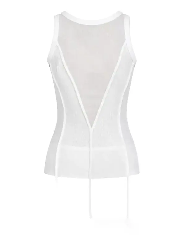 Masnada Sleeveless Scoop Neck Tank Top With Chiffon Inserts - White