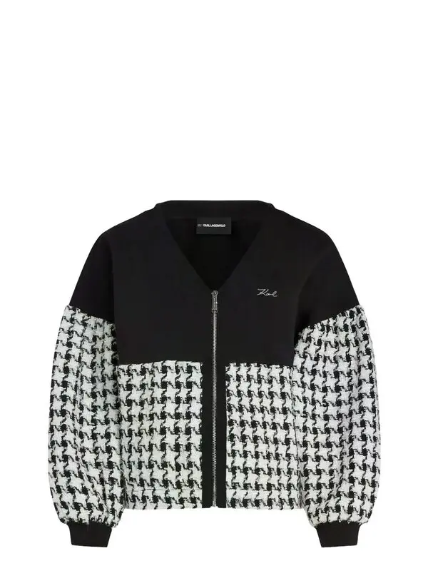 Karl Lagerfeld Bouclé Zip-up Sweatshirt - Black