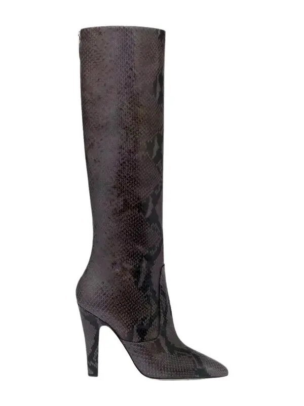 Paris Texas Elsa Snakeskin-effect Knee High Boots - Grey
