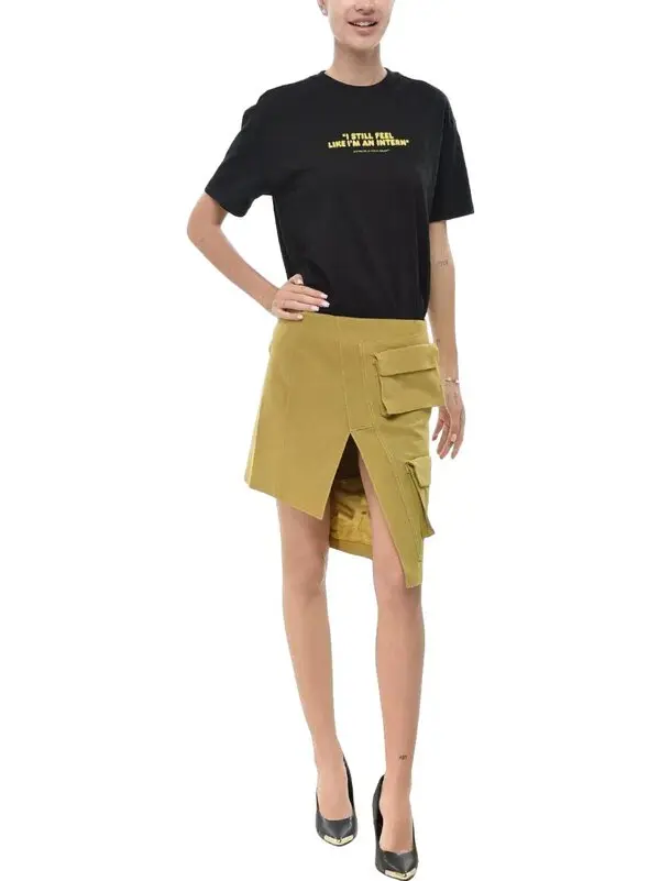 Off-White Asymmetric Cargo Skirt - Yellow