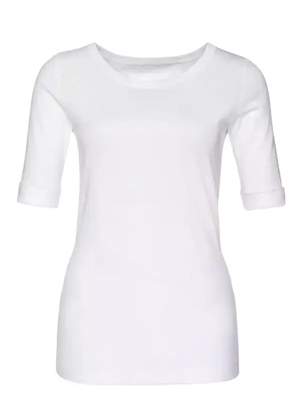 MARCCAIN Scoop Neck Turn-up Sleeve T-shirt - White