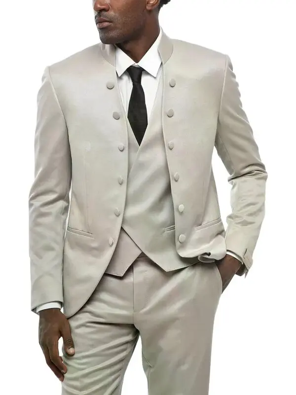 Corneliani Three-piece Korean-collar Suit - Grey