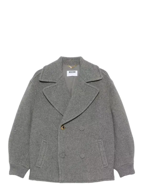 Moschino Double-breasted Heart-motif Wool Jacket - Grey