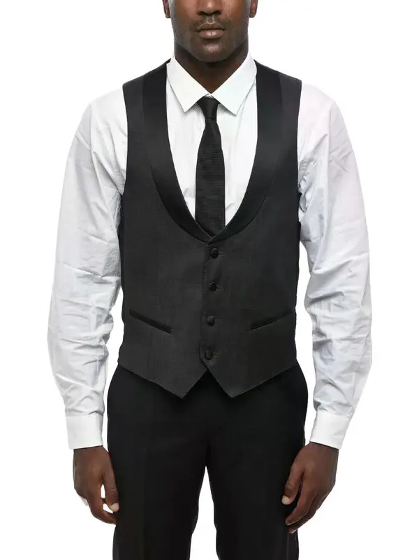 Corneliani Virgin Wool Waistcoat With Satin Lapels - Grey