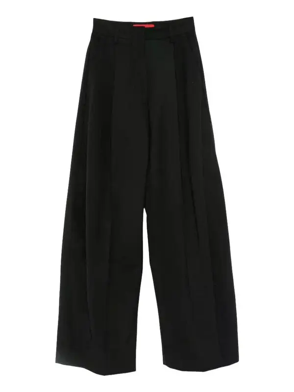 THELATEST E-billie Pleated Tailored Wide Leg Trousers - Black