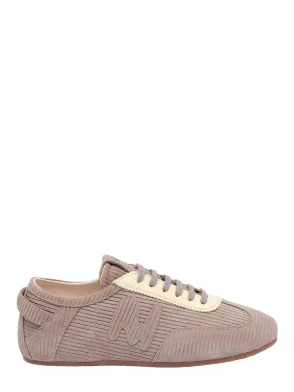 MSGM Corduroy Effect Logo Patch Sneakers - Brown
