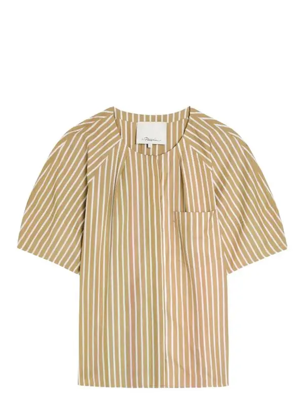 3.1 Phillip Lim Striped Short Sleeve Blouse - Neutrals