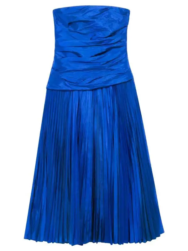 Simkhai Arie Strapless Pleated Midi Dress - Blue