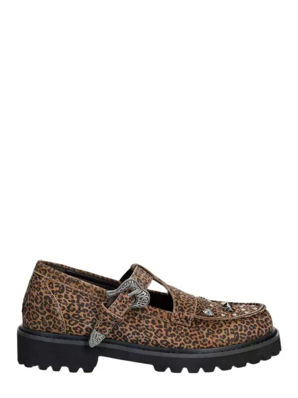 Andersson Bell Leopard Print Studded Loafers - Brown