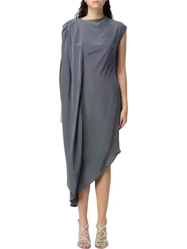 CRIDA MILANO Peonia Asymmetric Midi Dress - Grey