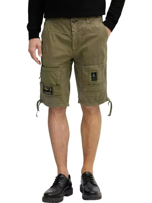 AERONAUTICA MILITARE Patch Detail Cargo Shorts - Green