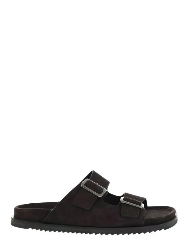 Corneliani Suede Buckle Fastening Sandals - Brown