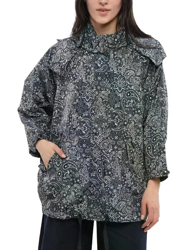 Woolrich Paisley-print Batwing-sleeve Jacket With Detachable Hood - Blue